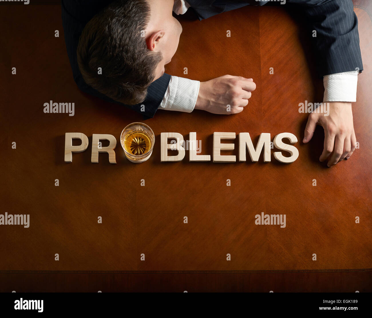 Word Problems and devastated man composition Stock Photo - Alamy