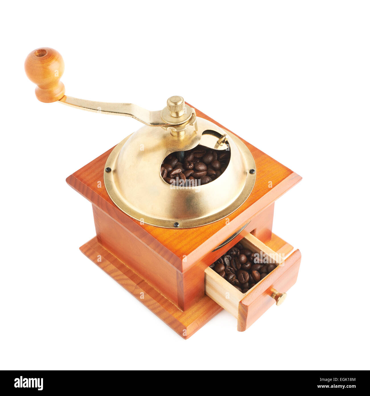 Traditional manual wooden coffee grinder isolated Stock Photo - Alamy
