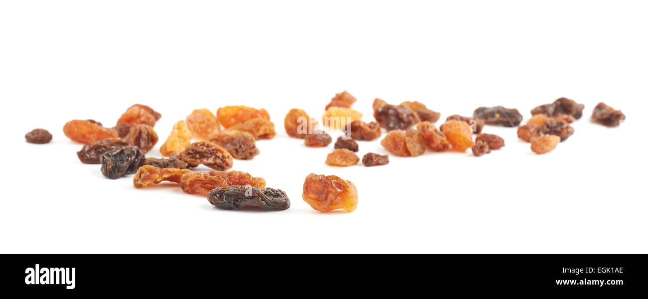 Spilled dried fruits raisins composition isolated Stock Photo - Alamy