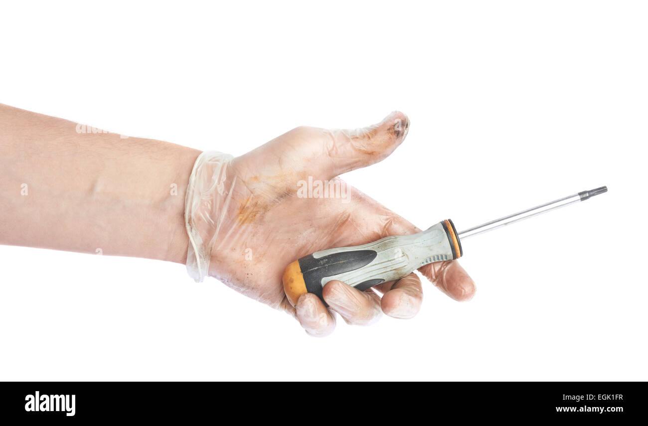 Hand holding screwdriver Stock Photo - Alamy