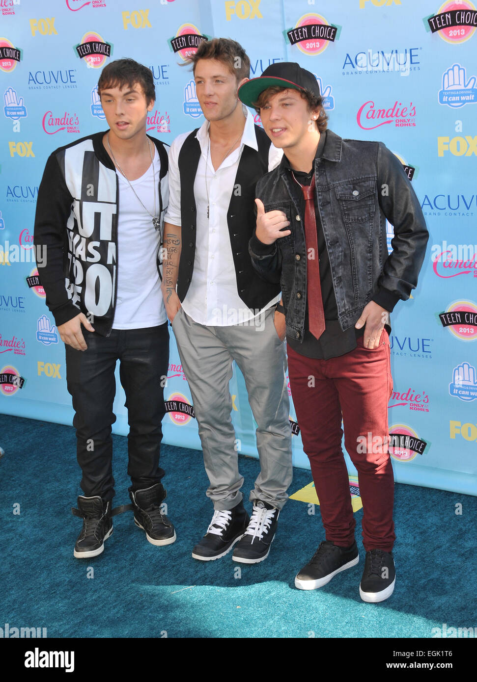 LOS ANGELES, CA - AUGUST 11, 2013: Emblem3 - Wesley Stromberg, Keaton ...
