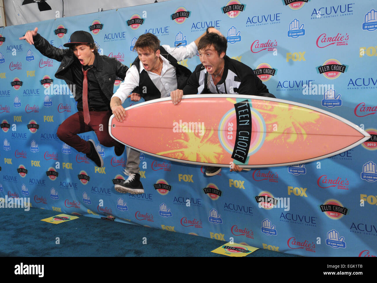 LOS ANGELES, CA - AUGUST 11, 2013: Emblem3 - Wesley Stromberg, Keaton ...