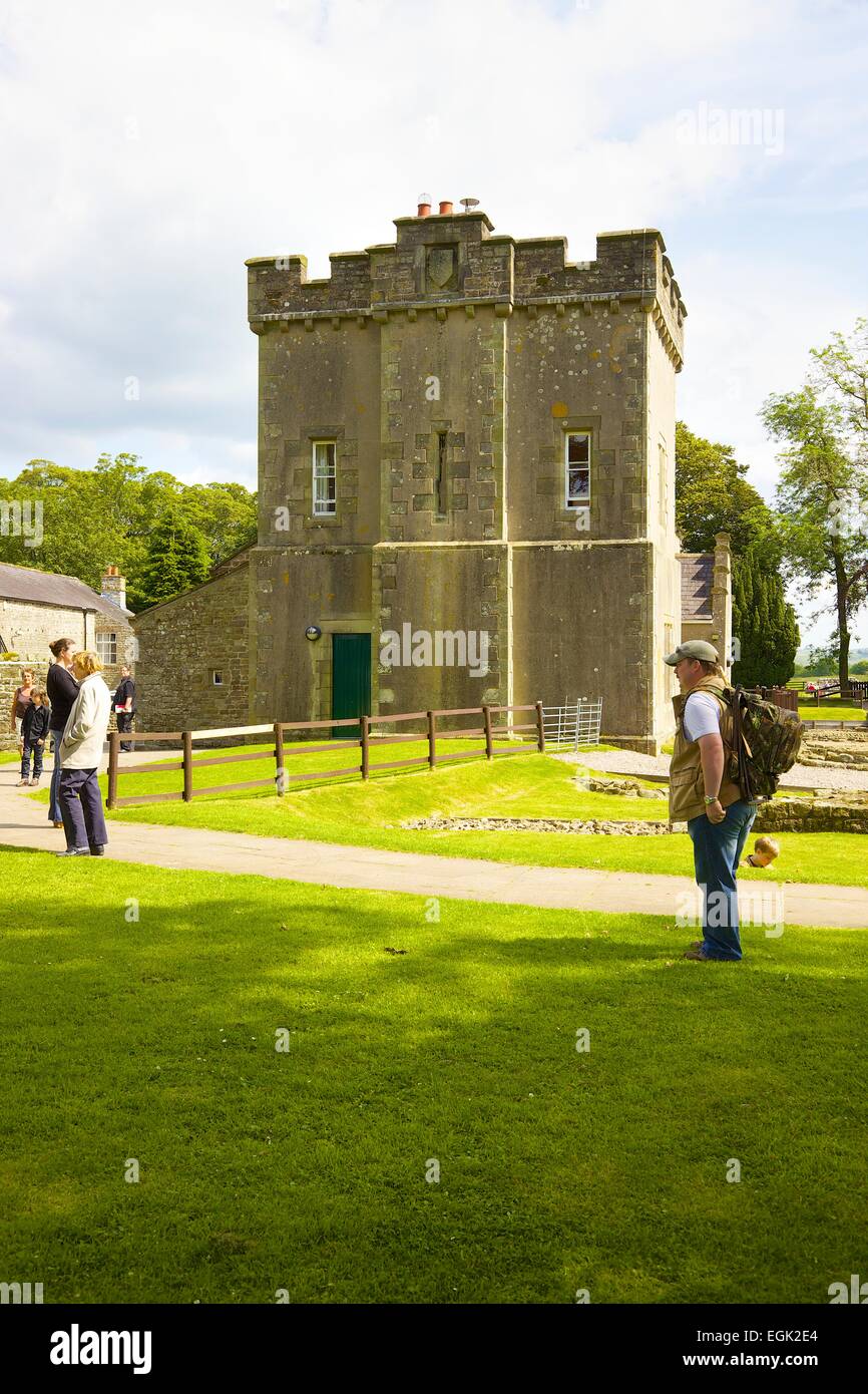 Tourists walking in the grounds of Birdoswald. Gilsland Hadrian's Wall ...