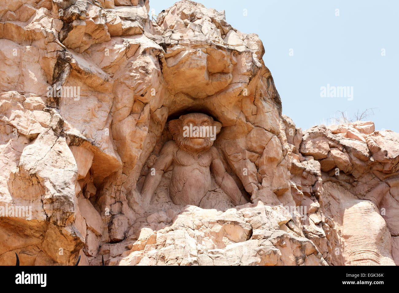 African monkey relief, artificial rocks in Sun City, South Africa with ...