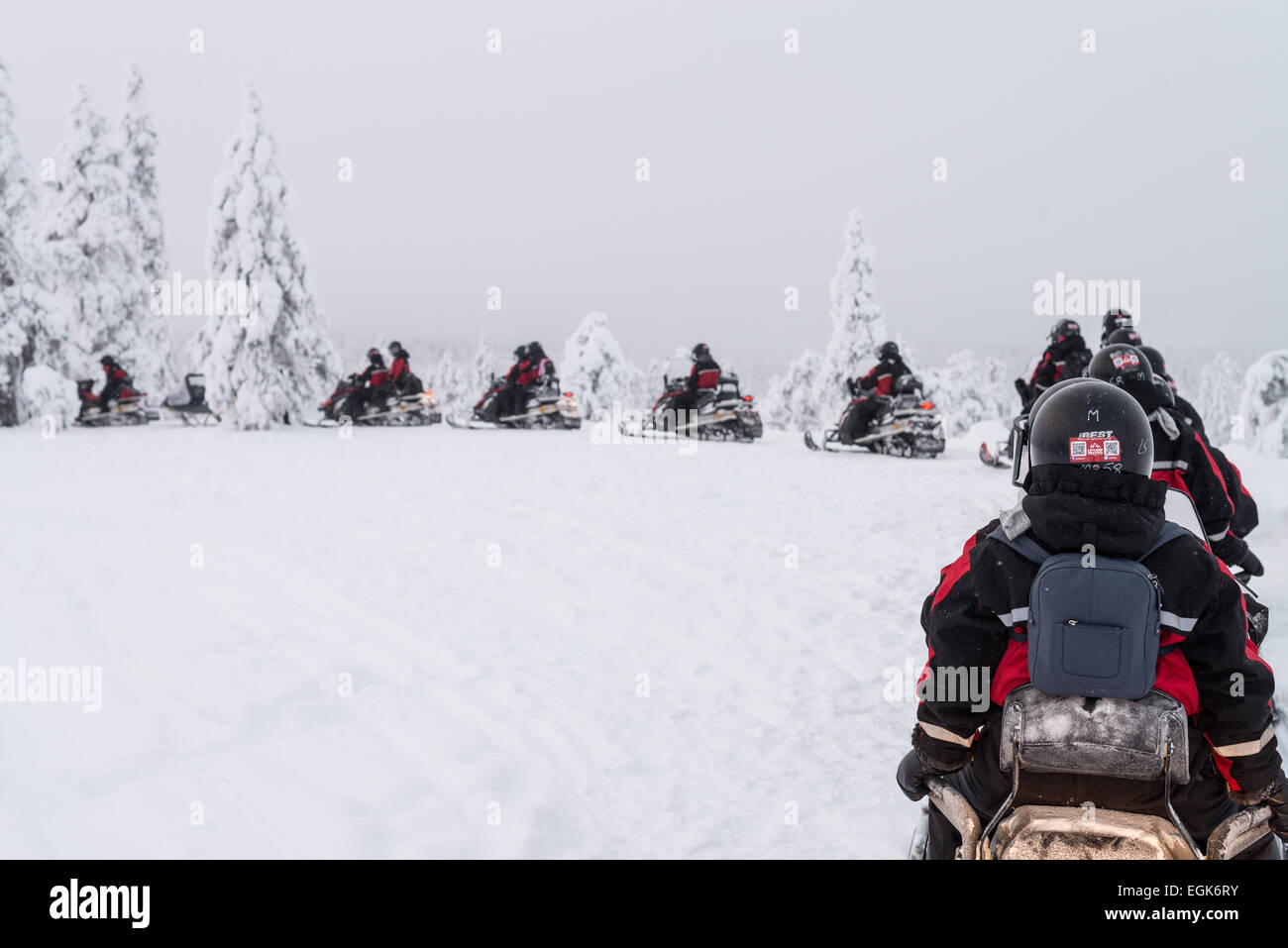 Snowmobile safari in Lapland Stock Photo - Alamy