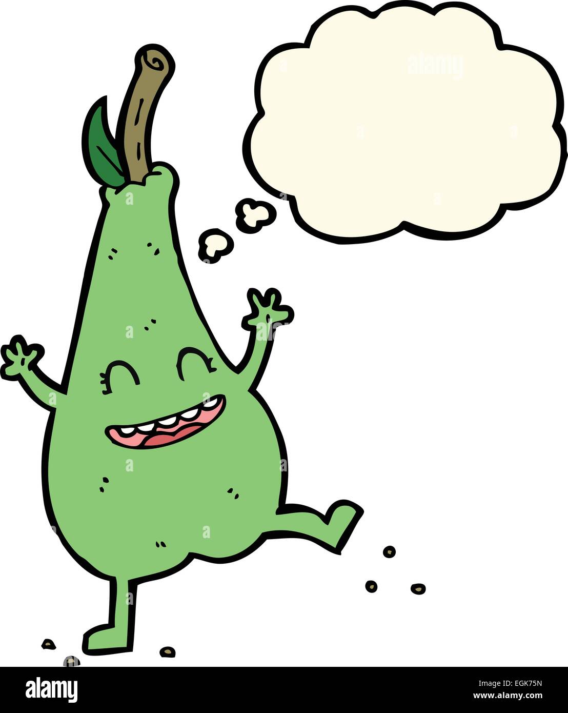 cartoon happy dancing pear with thought bubble Stock Vector Image & Art ...