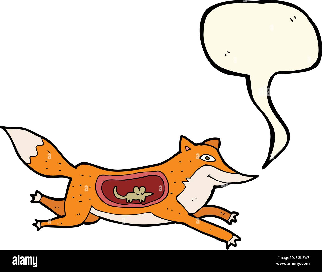 cartoon fox with mouse in belly with speech bubble Stock Vector Image ...