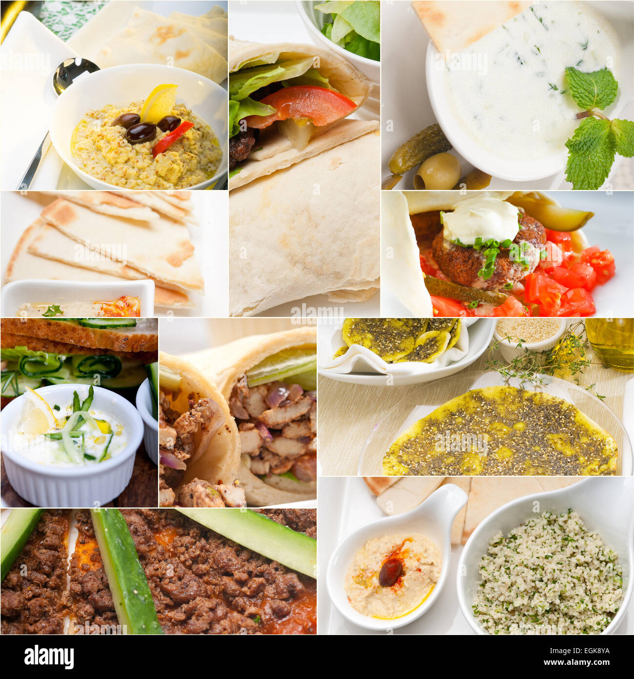 Arab middle eastern food collage collection on white frame Stock Photo ...