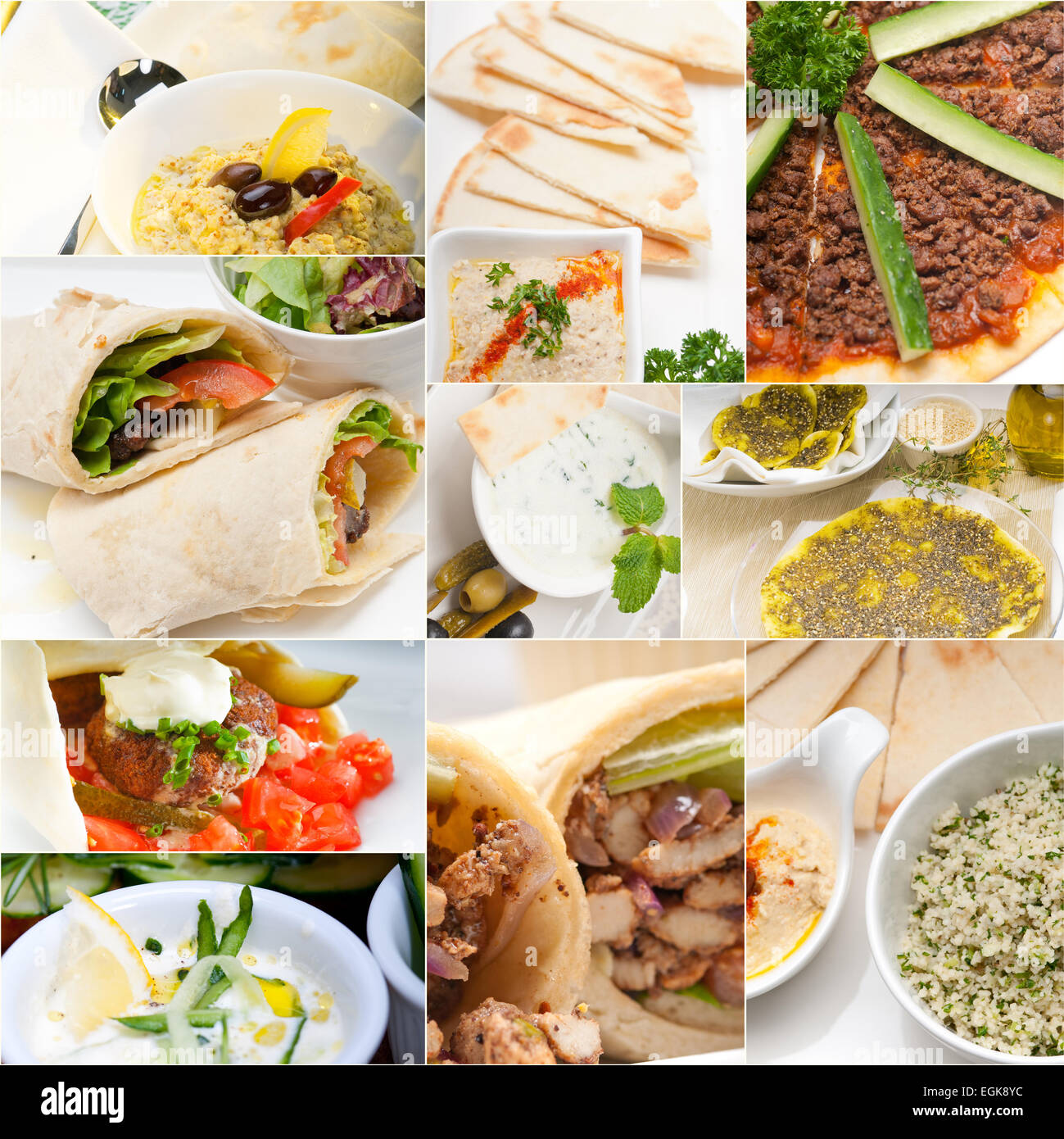 Arab middle eastern food collage collection on white frame Stock Photo ...