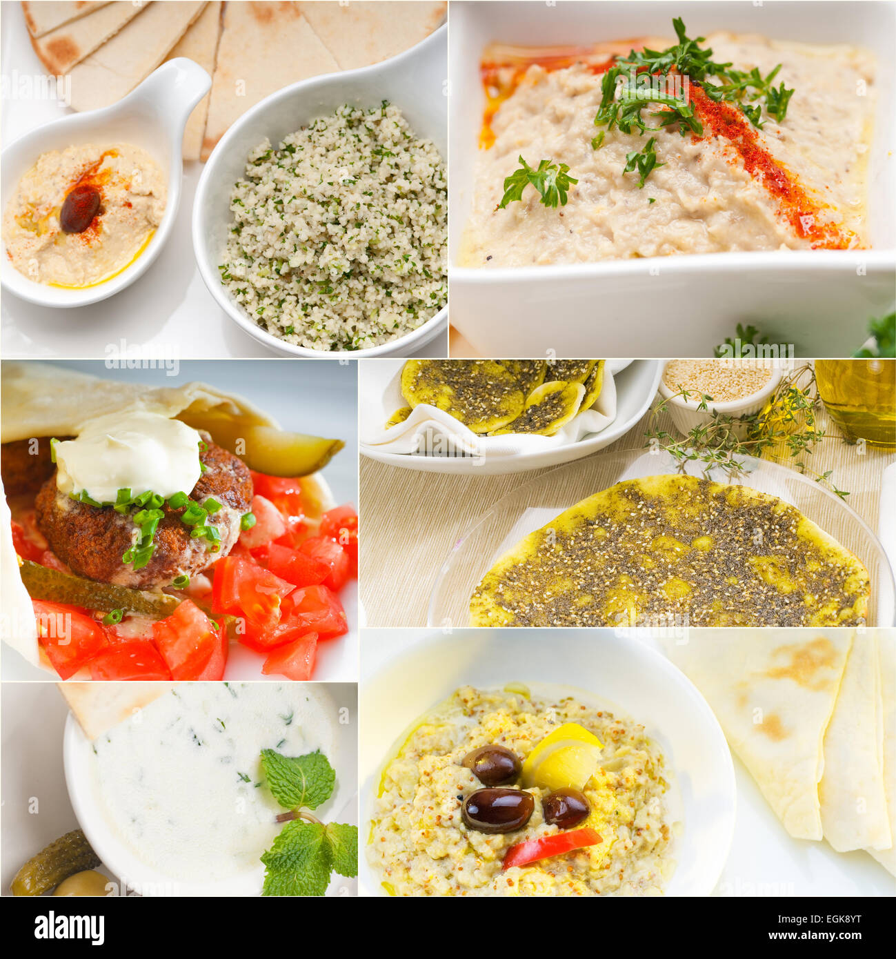 Arab middle eastern food collage collection on white frame Stock Photo ...