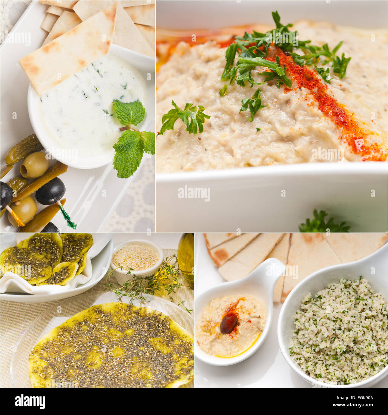 Arab middle eastern food collage collection on white frame Stock Photo ...