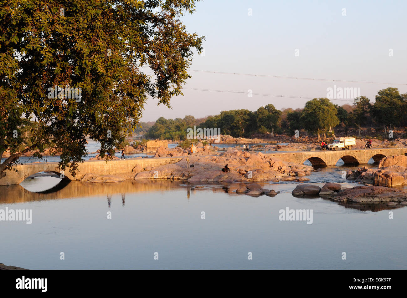 Multi arched bridge over the Betwa River Orchha Madhya Pradesh India ...