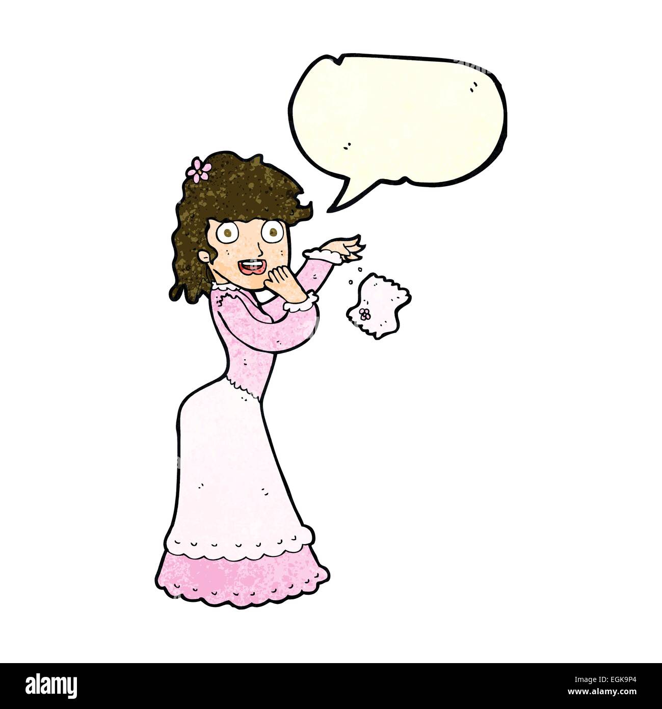 cartoon victorian woman dropping handkerchief with speech bubble Stock ...