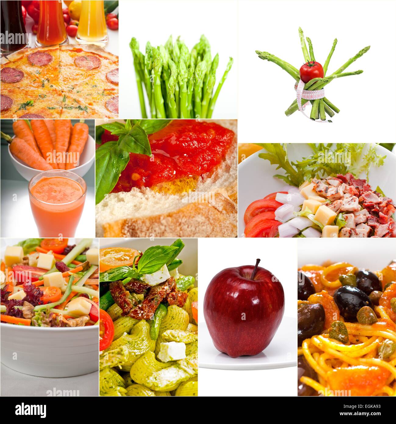 healthy Vegetarian vegan food collage nested on white frame Stock Photo ...