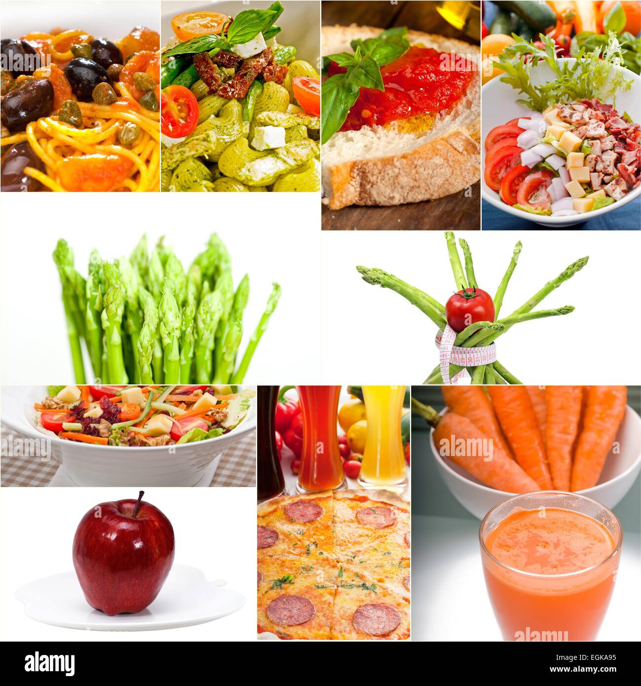 healthy Vegetarian vegan food collage nested on white frame Stock Photo ...