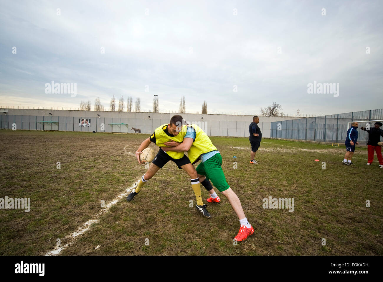 Italy, Bollate prison, Rugby training Stock Photo - Alamy