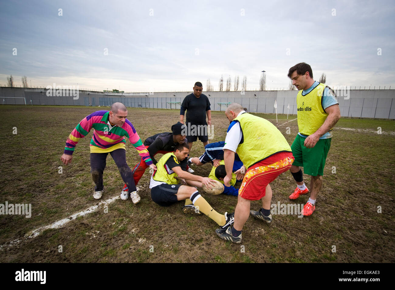 Italy, Bollate prison, Rugby training Stock Photo - Alamy