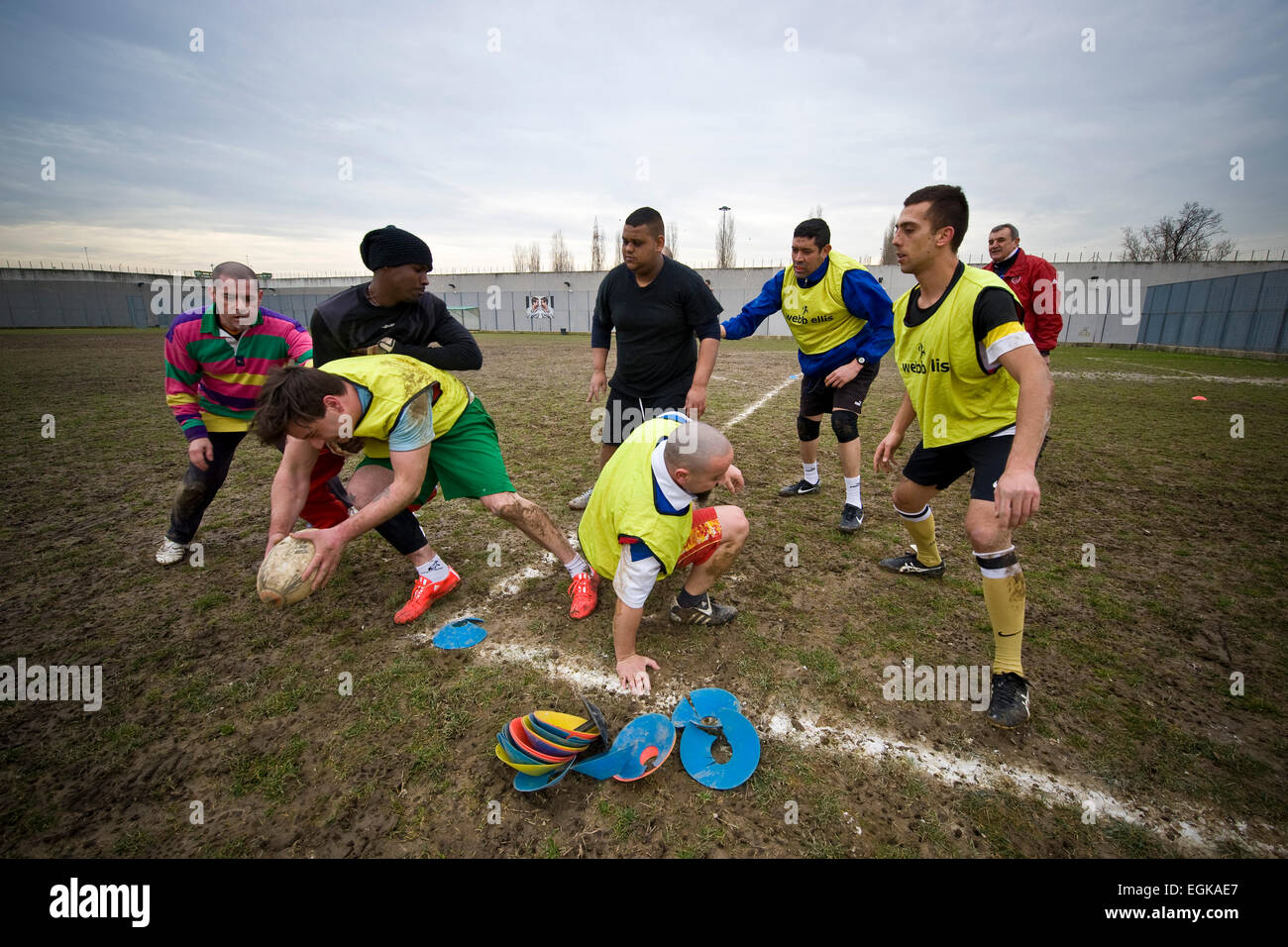 Italy, Bollate prison, Rugby training Stock Photo - Alamy