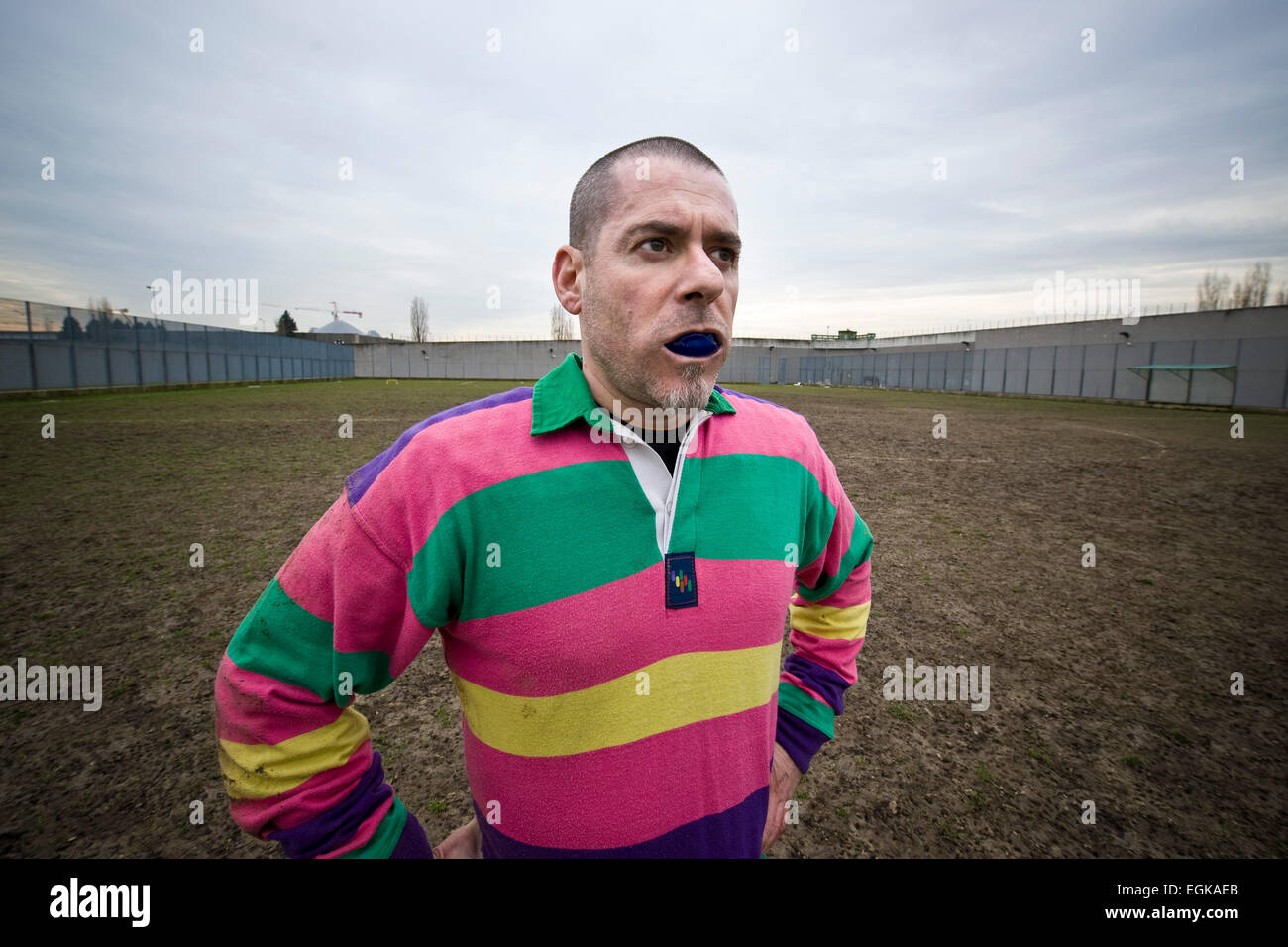 Italy, Bollate prison, Rugby training Stock Photo - Alamy