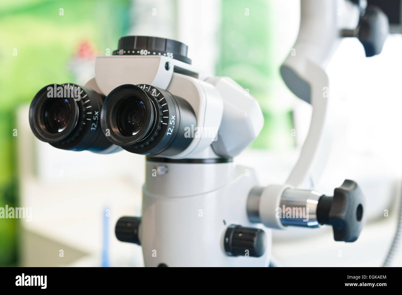 Professional modern microscope equipment at dental office Stock Photo ...