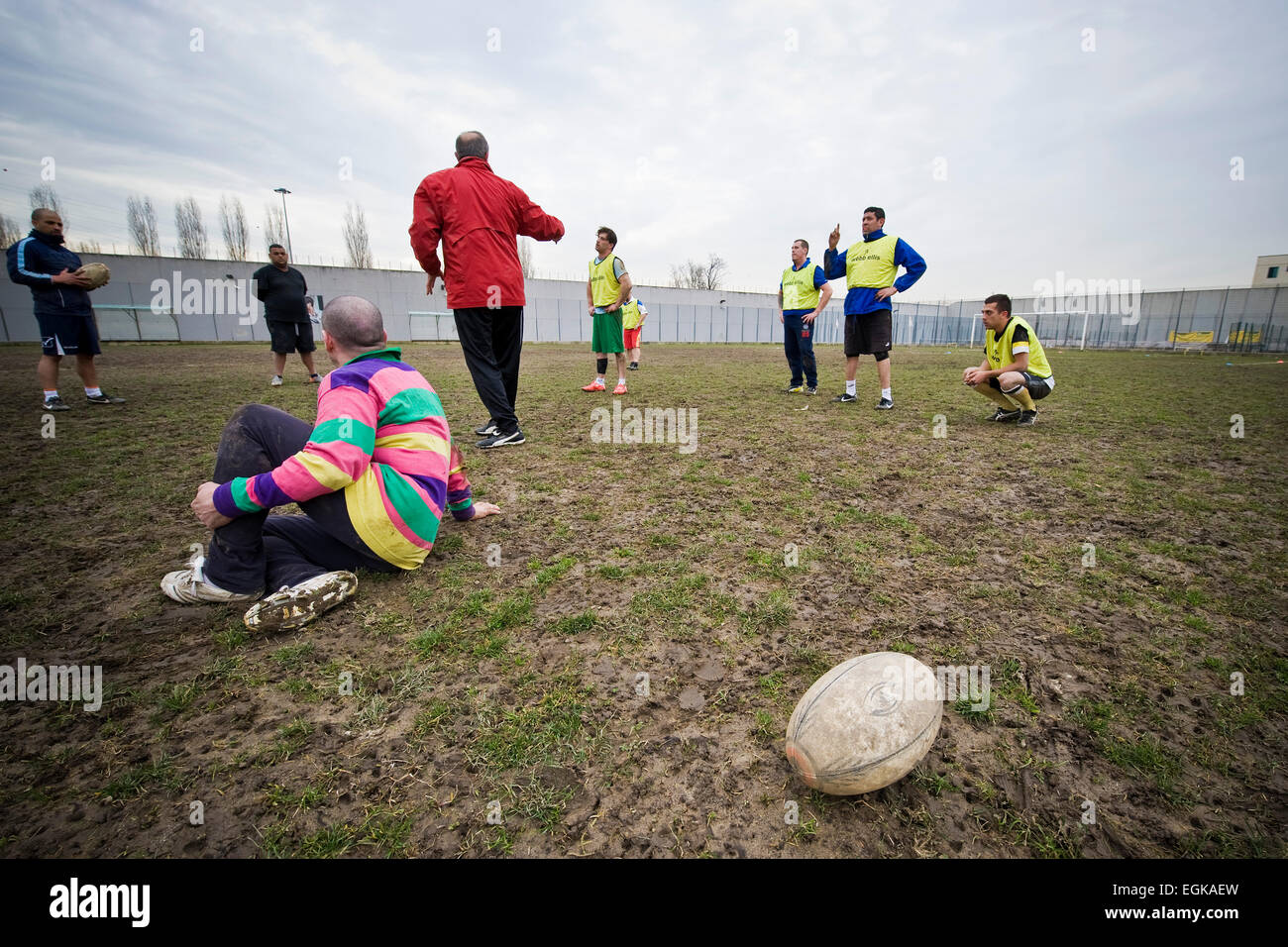 Italy, Bollate prison, Rugby training Stock Photo - Alamy