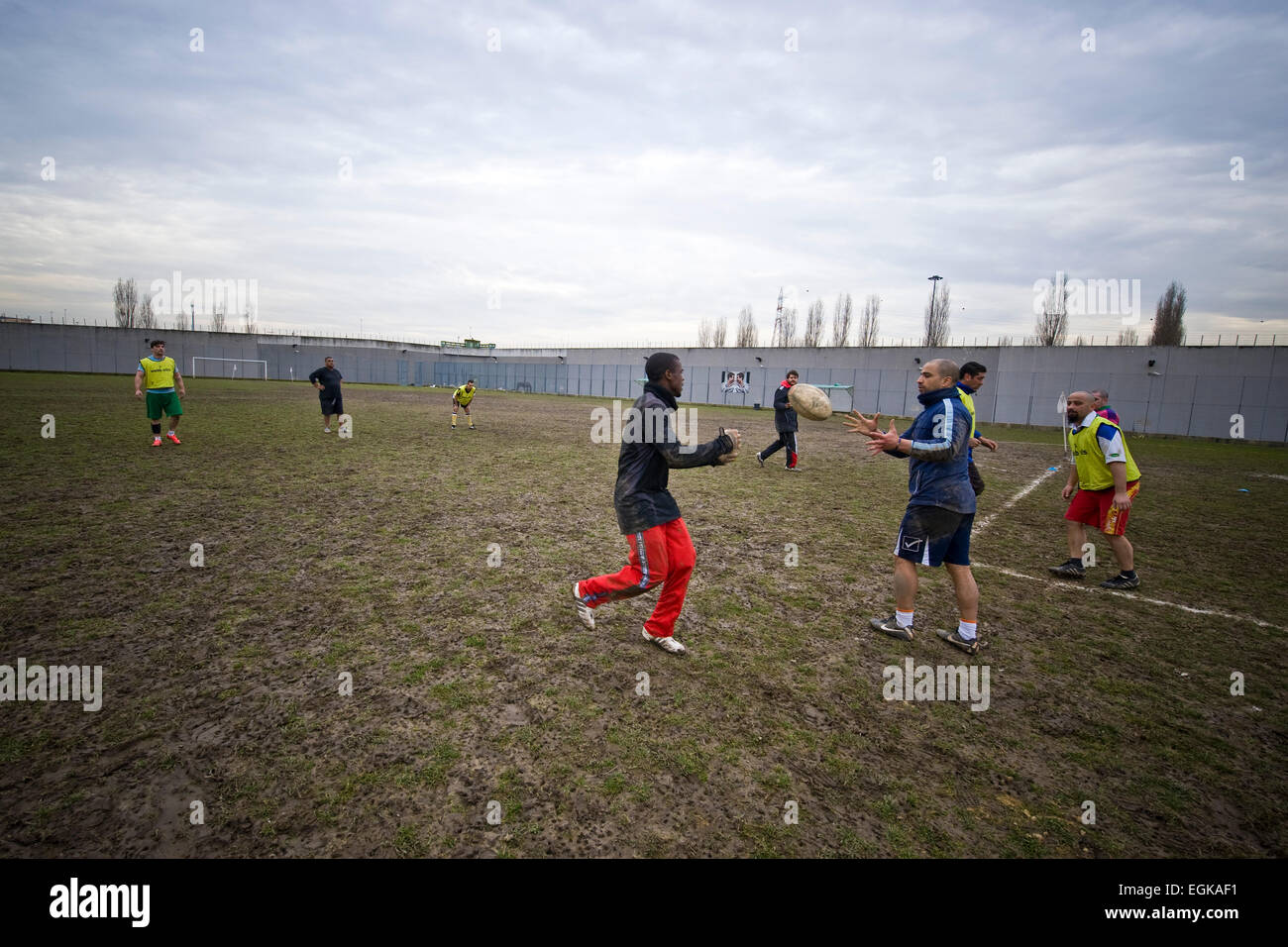 Italy, Bollate prison, Rugby training Stock Photo - Alamy