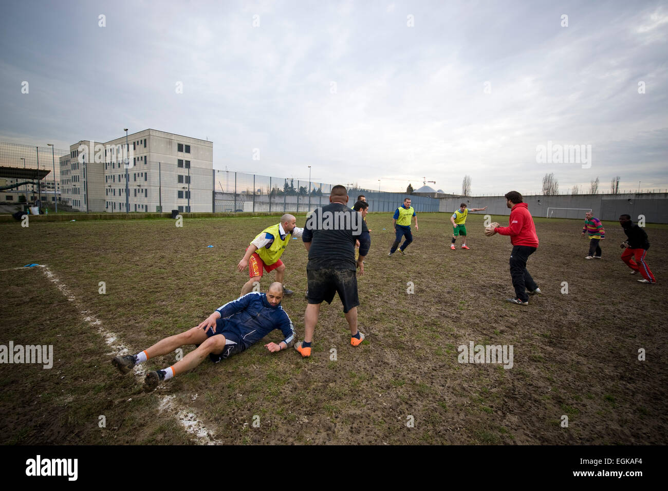 Italy, Bollate prison, Rugby training Stock Photo - Alamy