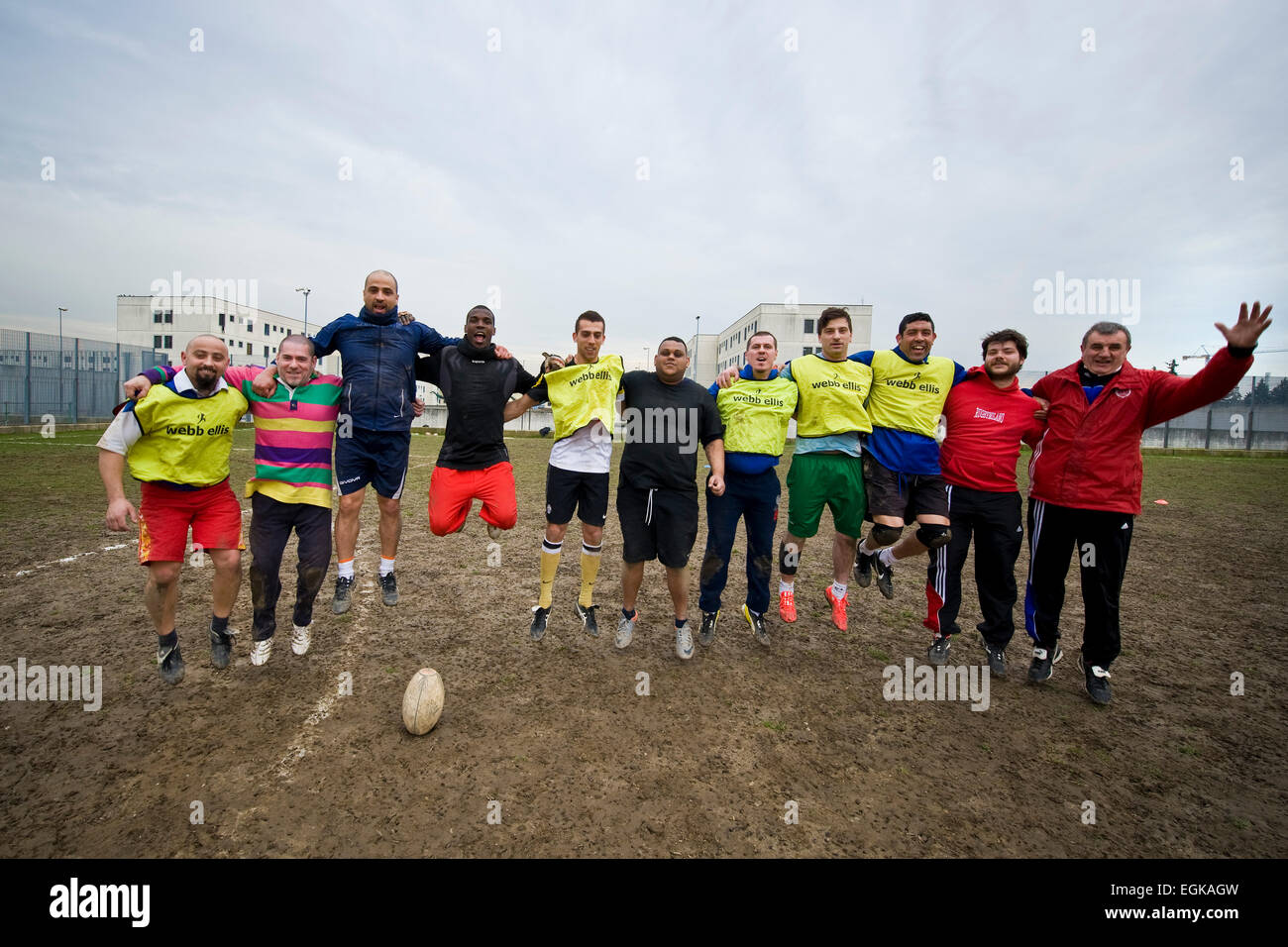Italy, Bollate prison, Rugby training Stock Photo - Alamy
