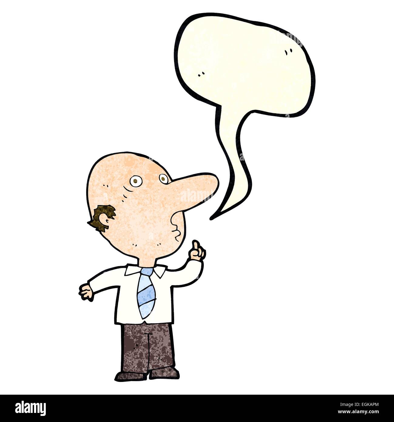 cartoon bald man asking question with speech bubble Stock Vector Image ...