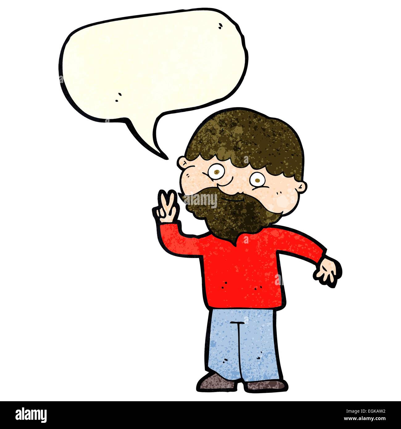 cartoon man giving peace sign with speech bubble Stock Vector Image ...