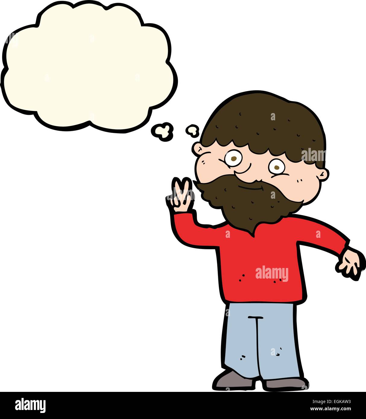 cartoon man giving peace sign with thought bubble Stock Vector Image ...