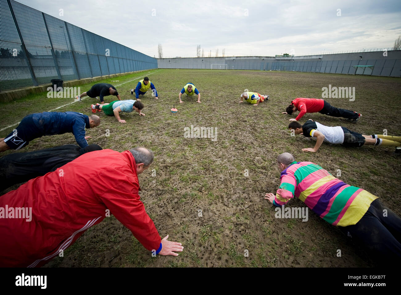 Italy, Bollate prison, Rugby training Stock Photo - Alamy