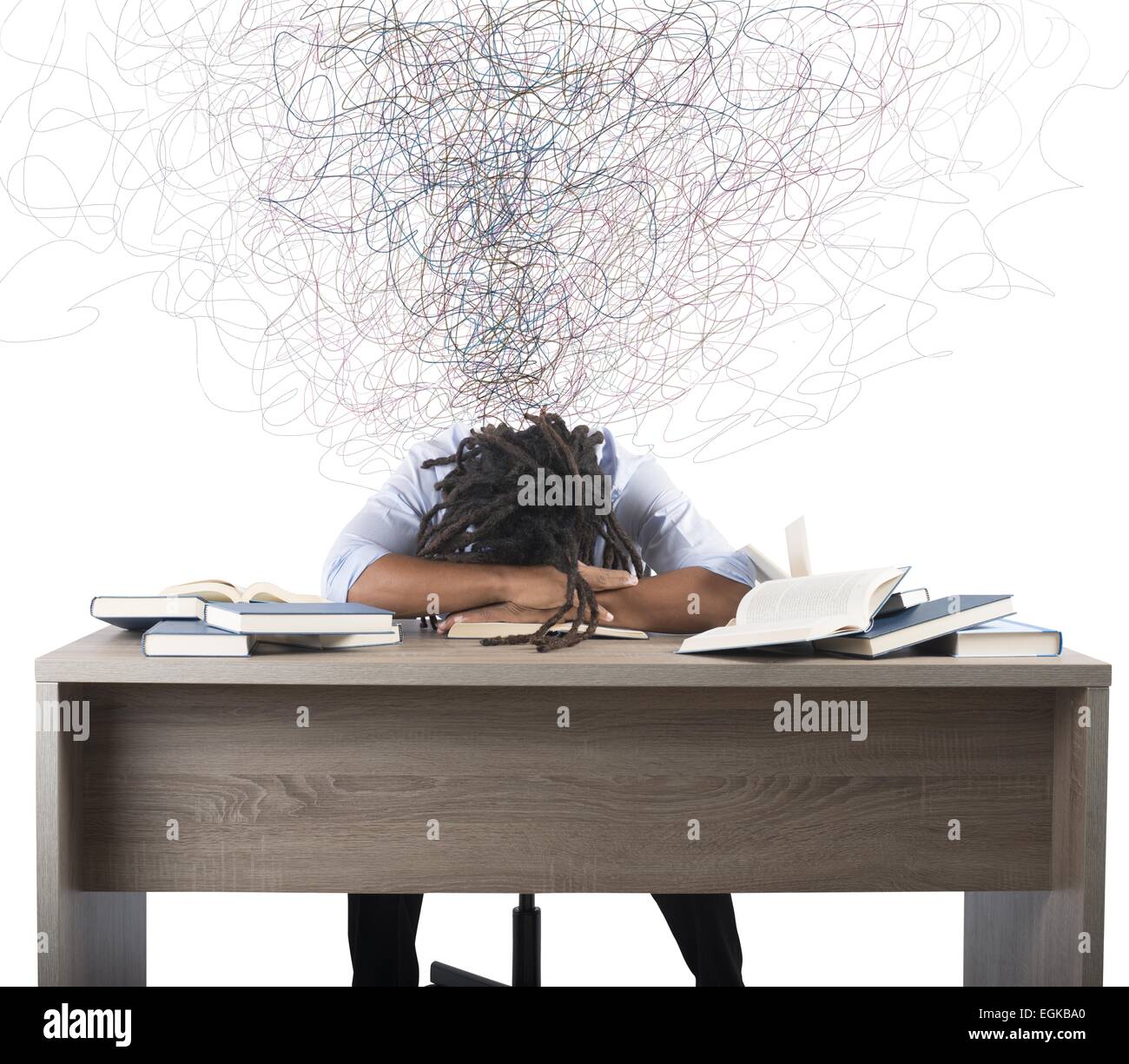 Man dreaming over books Stock Photo - Alamy