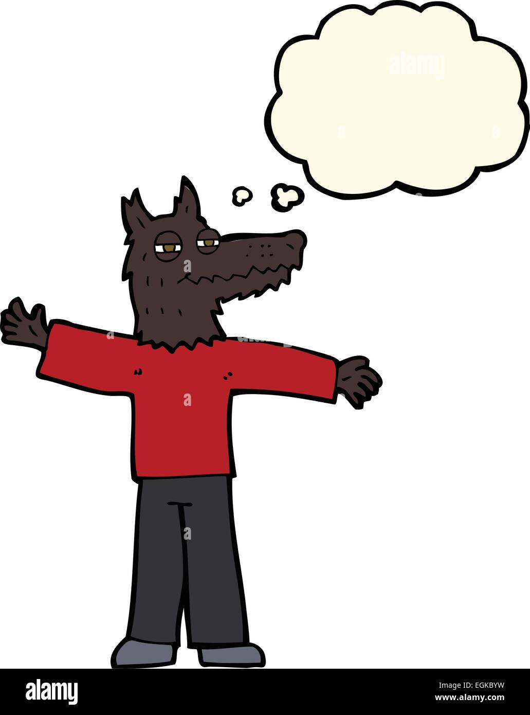 cartoon happy wolf man with thought bubble Stock Vector Image & Art - Alamy