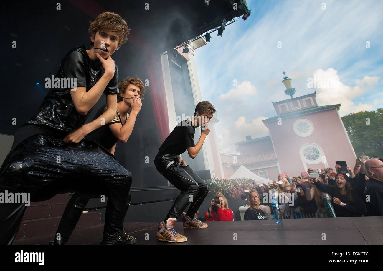 Swedish boy band The Fooo perform live at Liseberg amusement park. The ...