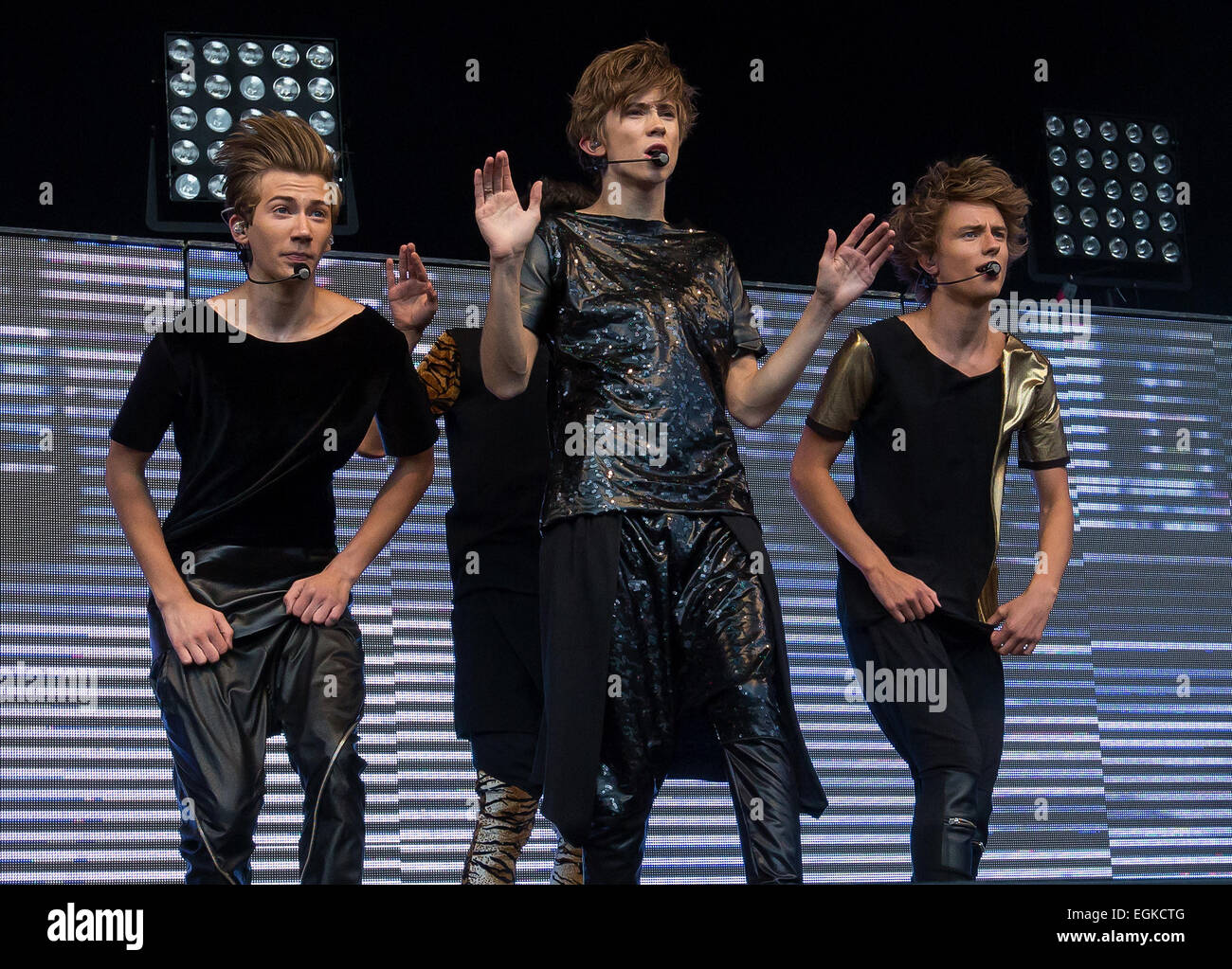 Swedish boy band The Fooo perform live at Liseberg amusement park. The ...