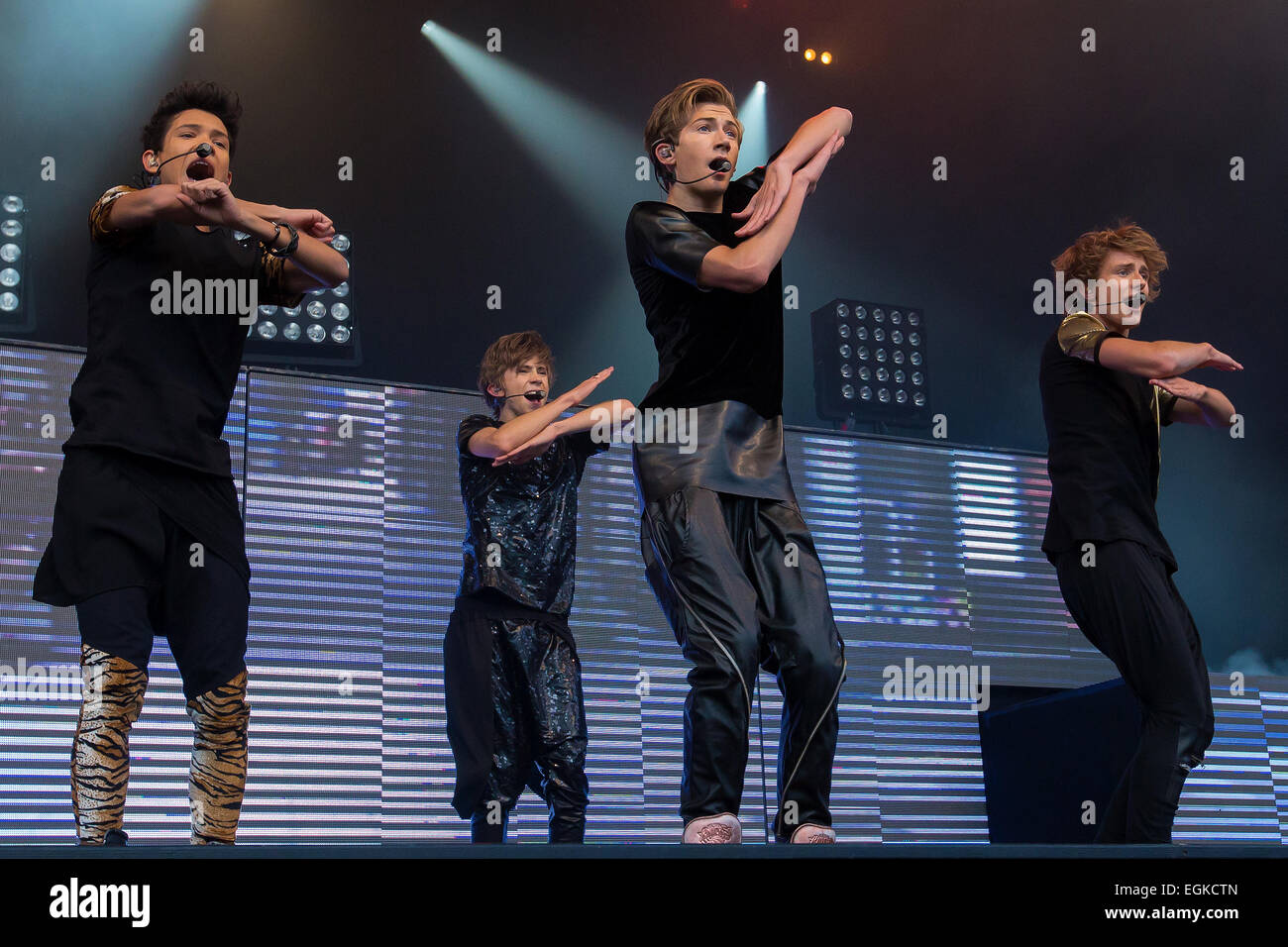 Swedish boy band The Fooo perform live at Liseberg amusement park. The ...