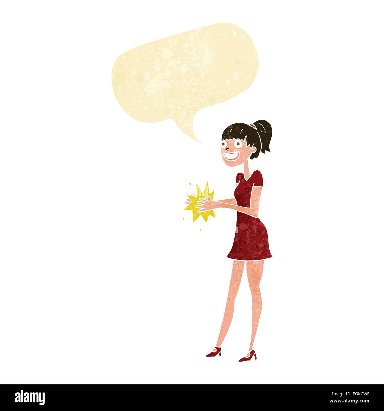 cartoon woman clapping hands with speech bubble Stock Vector Image ...