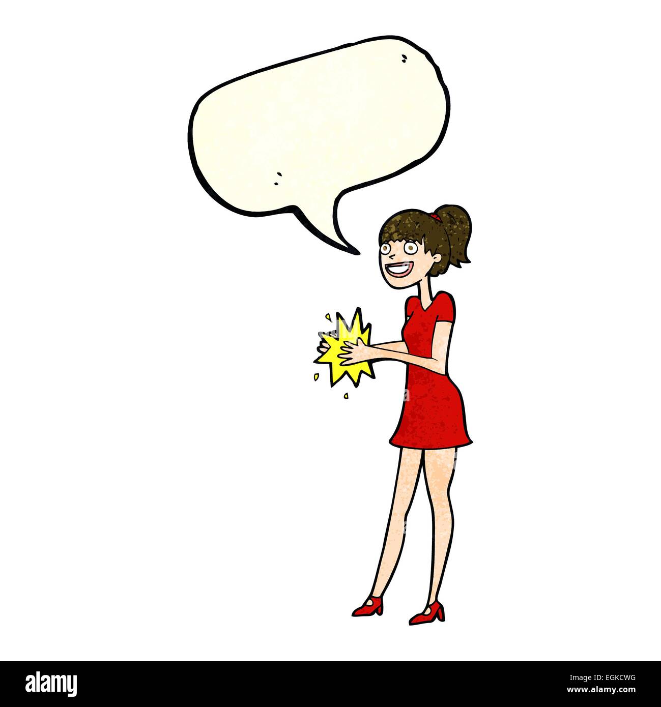 Cartoon woman clapping hands Cut Out Stock Images & Pictures - Alamy