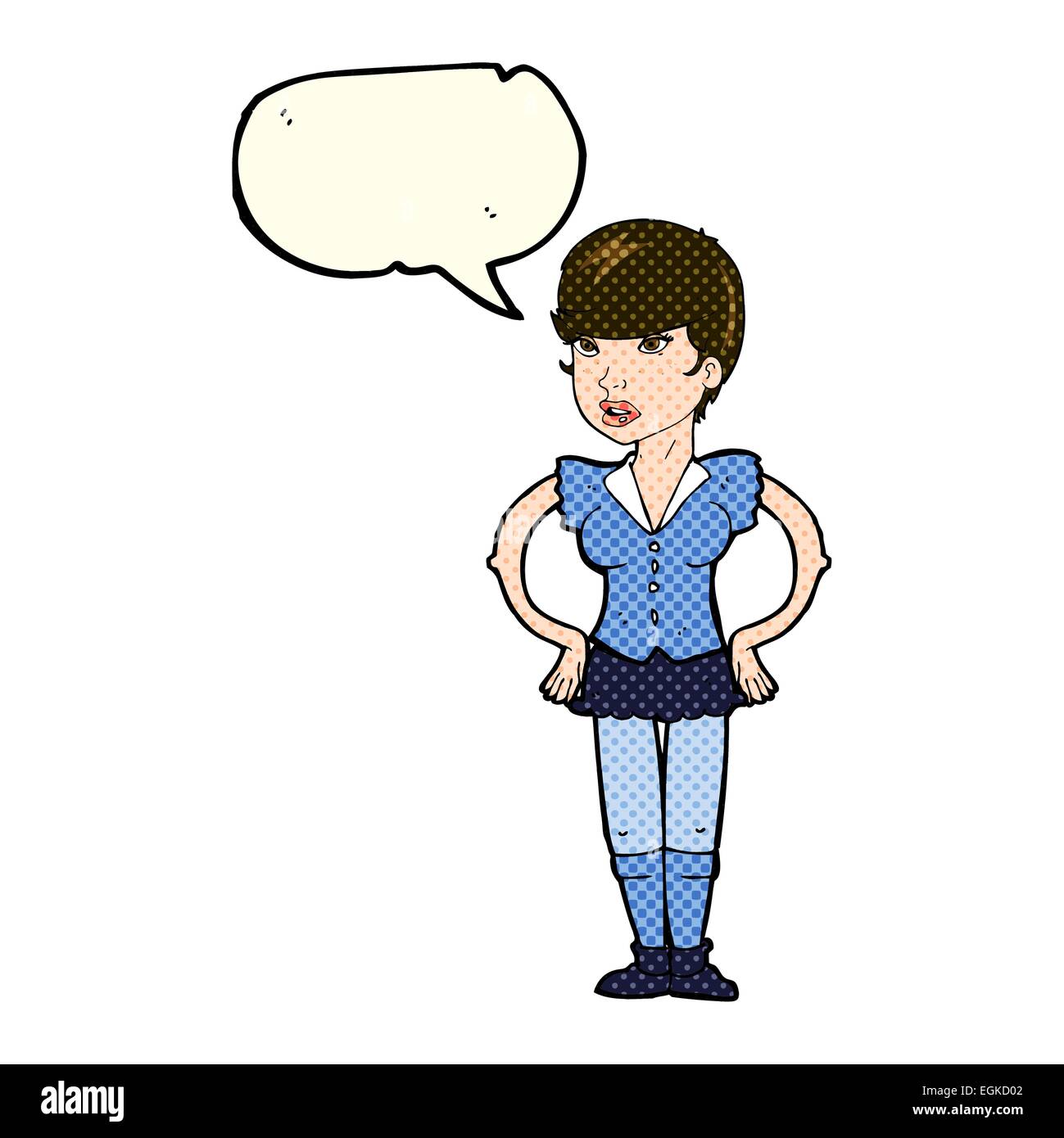 cartoon woman with hands on hips with speech bubble Stock Vector Image ...