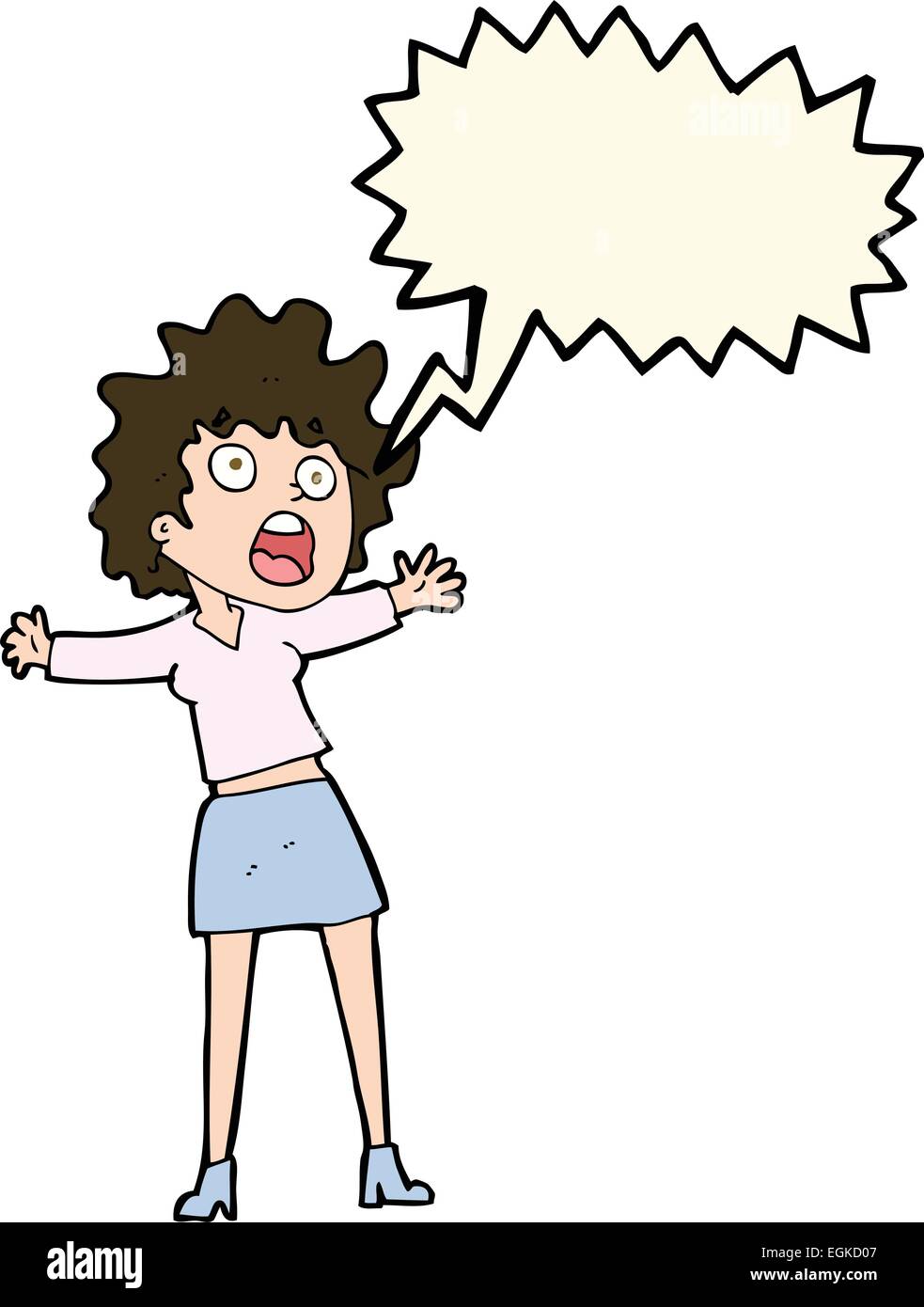 Cartoon frightened woman bubble Stock Vector Images - Alamy