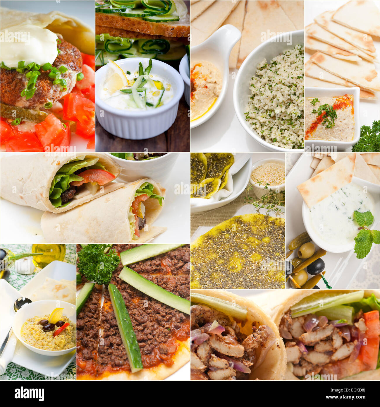Arab middle eastern food collage collection on white frame Stock Photo ...