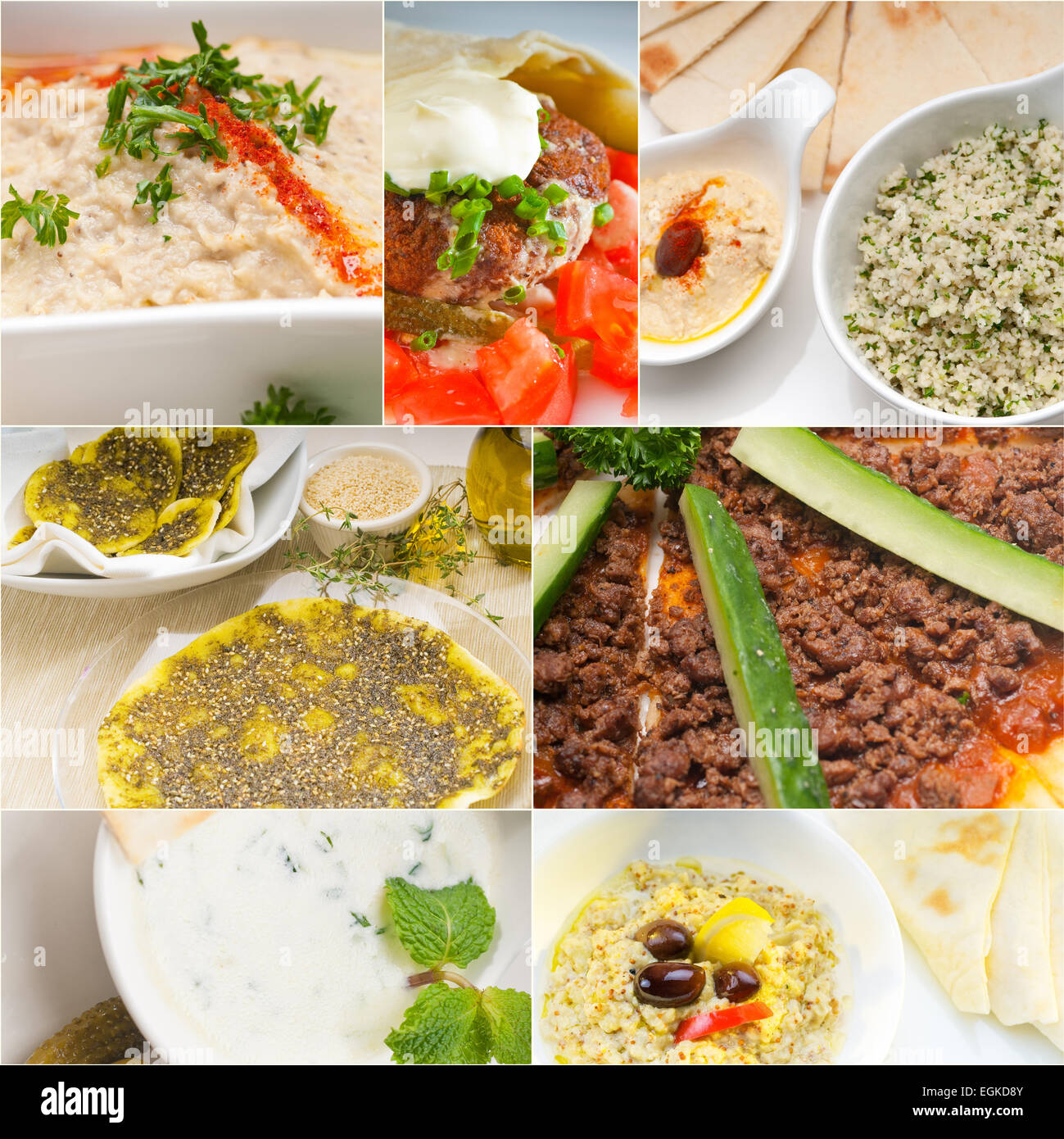 Arab middle eastern food collage collection on white frame Stock Photo ...