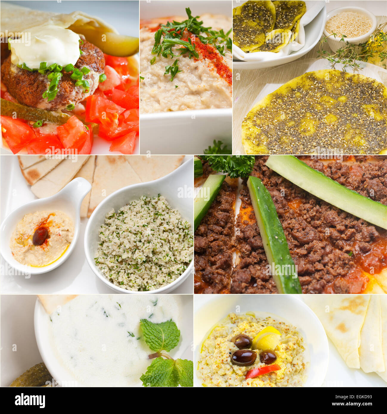 Arab middle eastern food collage collection on white frame Stock Photo ...