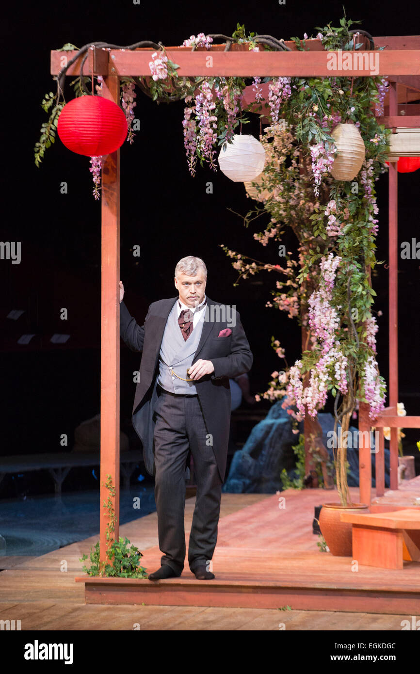 London, UK. 25 February 2015. David Kempster as Sharpless. Dress ...