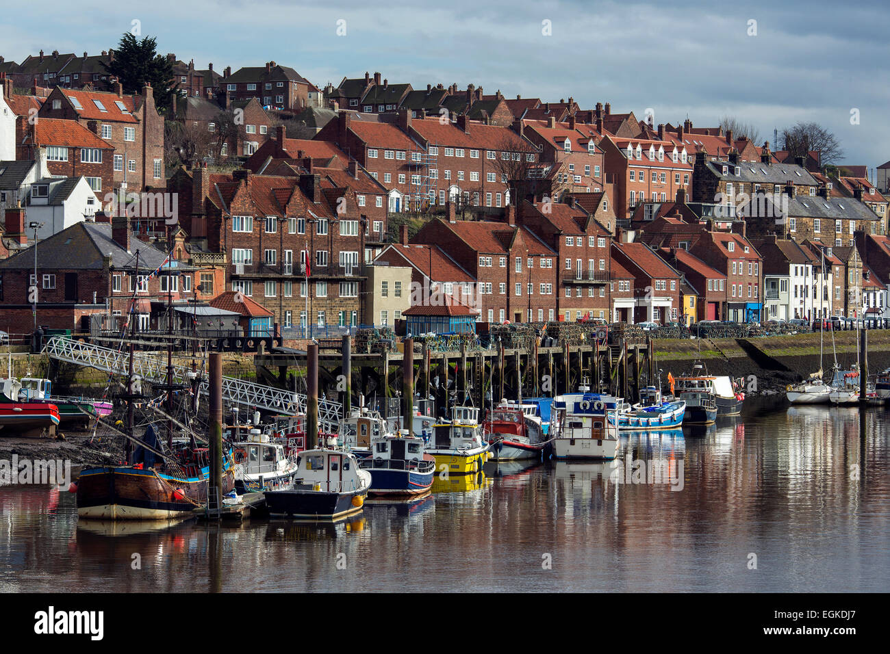 Part of the inner harbor at the port of Whitby on the North Yorkshire ...