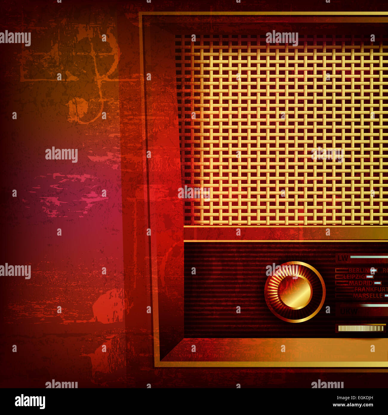 abstract red sound grunge background with retro radio Stock Photo - Alamy