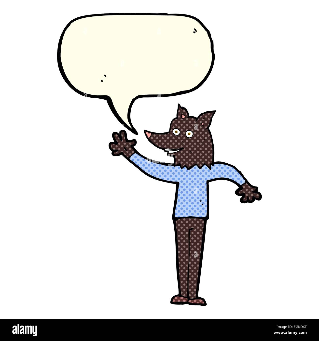 cartoon waving wolf man with speech bubble Stock Vector Image & Art - Alamy