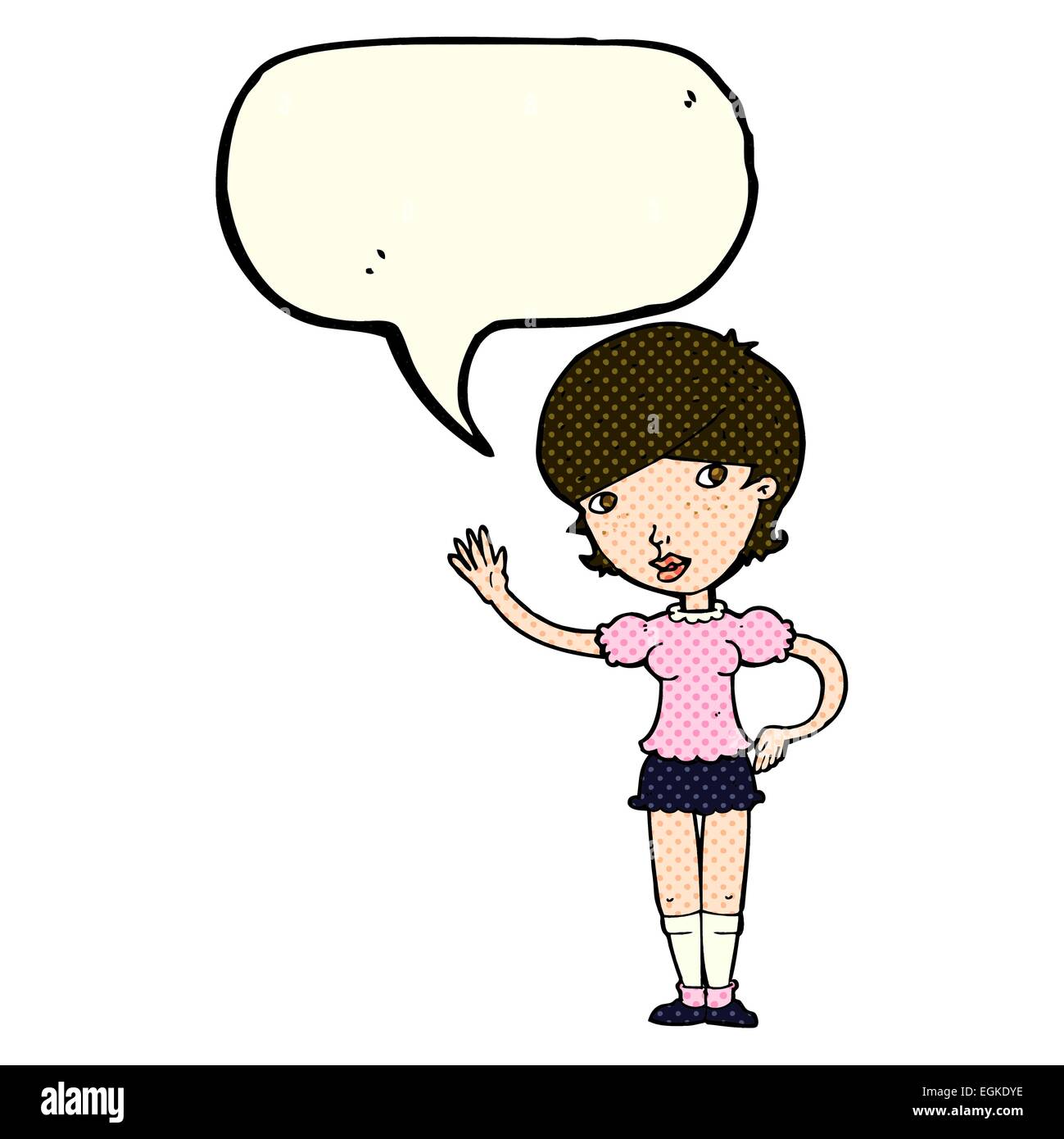 cartoon girl waving with speech bubble Stock Vector Image & Art - Alamy
