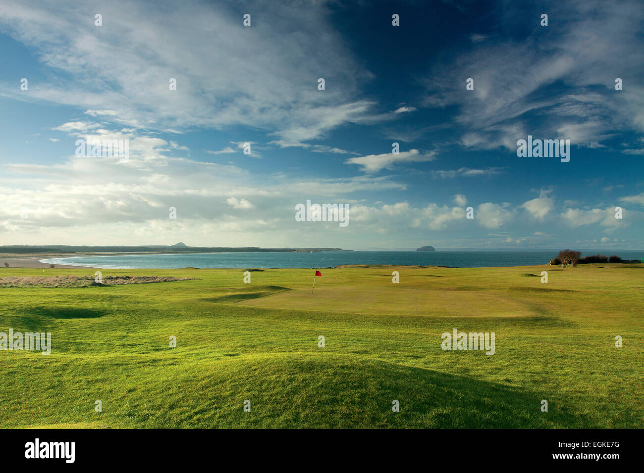Bass Rock and North Berwick Law from Winterfield Golf Course, Dunbar ...